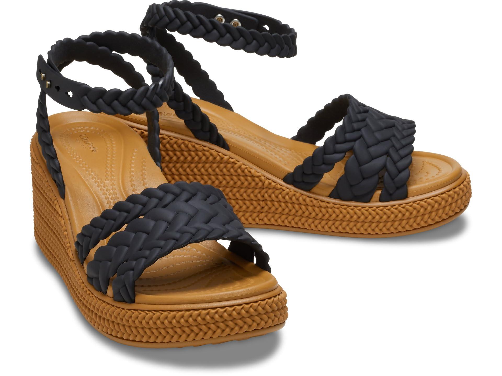 Crocs™ Brooklyn Ankle Strap Wedge Platform Sandals in Black | Lyst