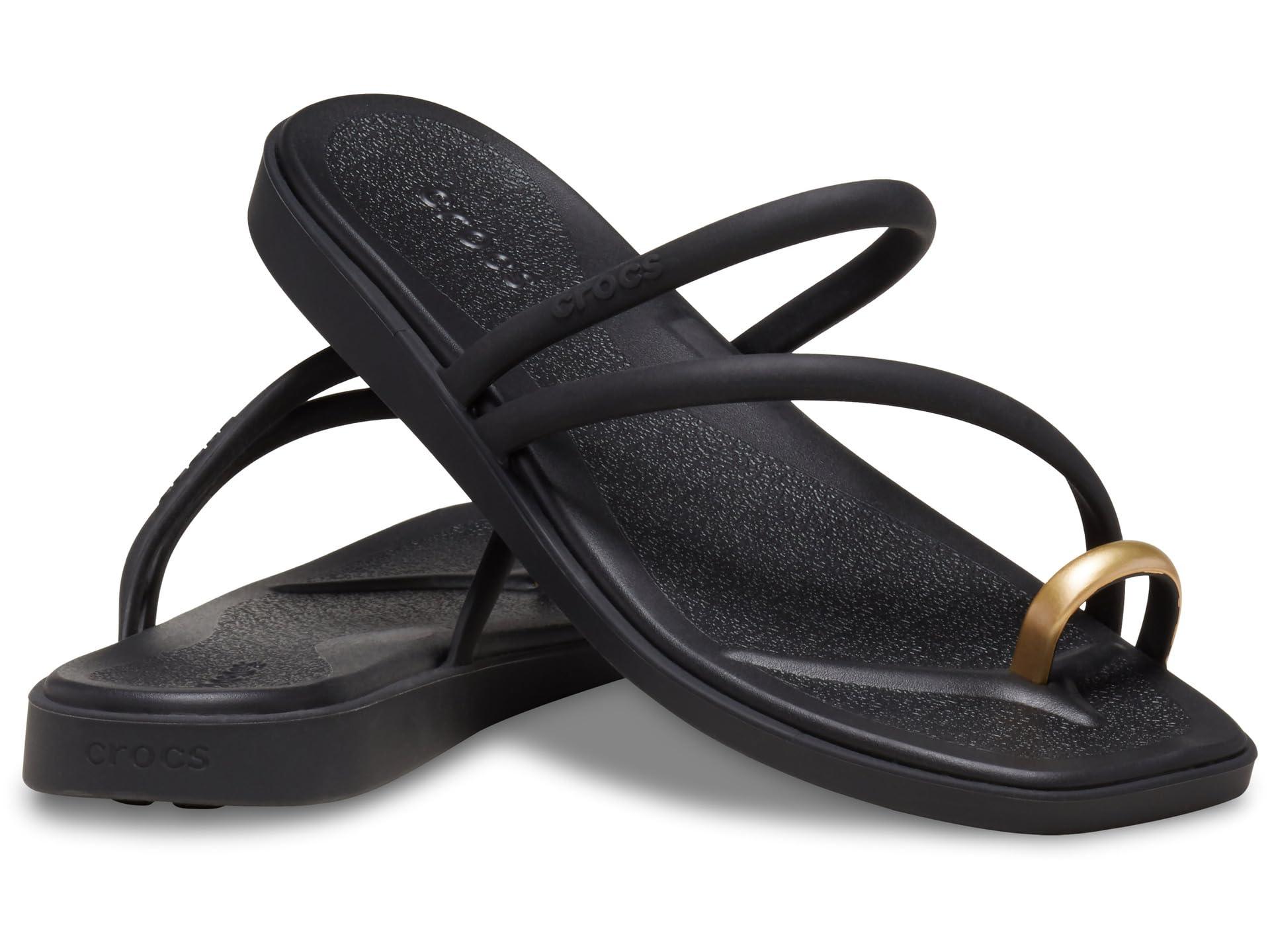 Crocs™ Miami Toe Loop Sandals Flat In Black Lyst