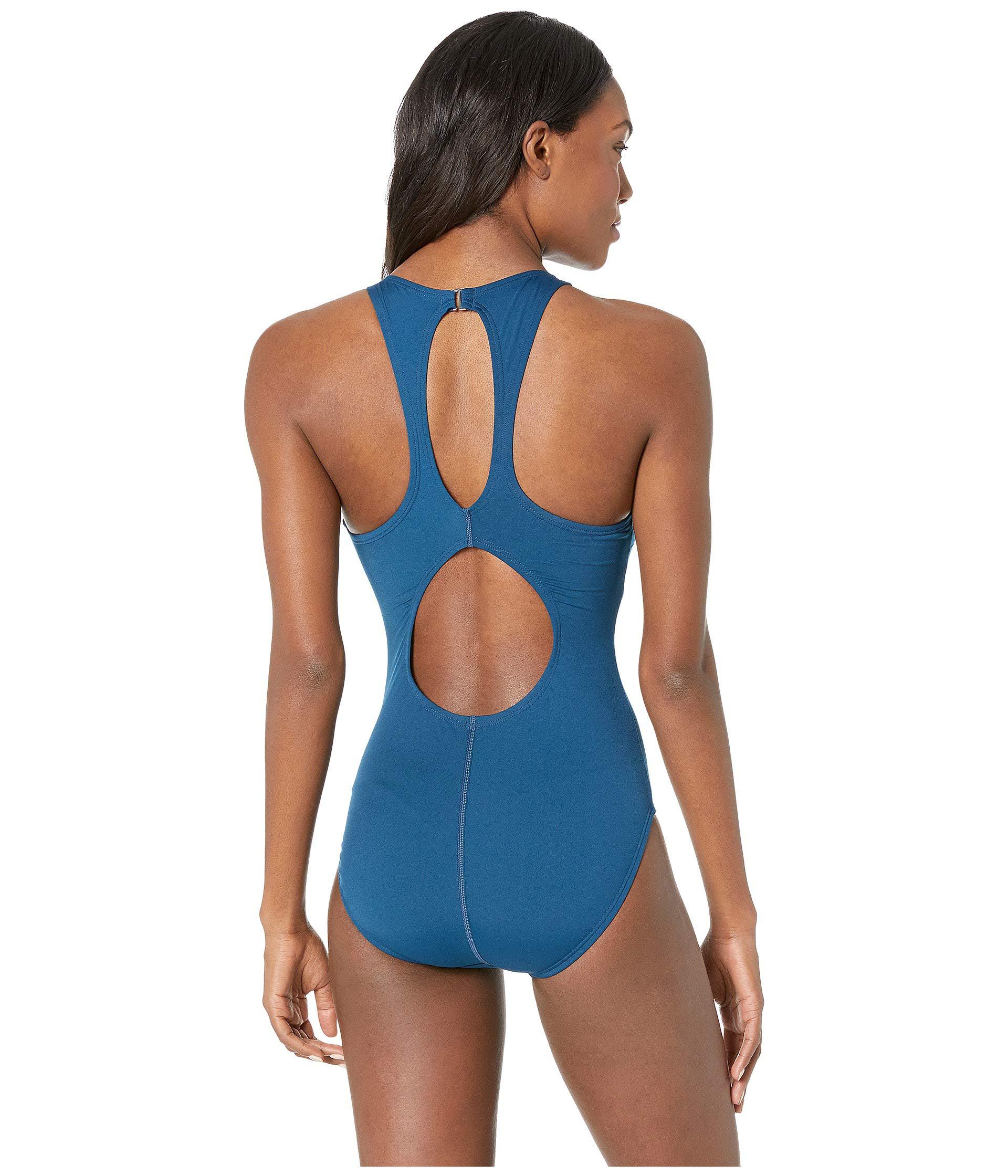 Speedo Synthetic High Neck Swimsuit Deep Teal Womens Swimsuits One