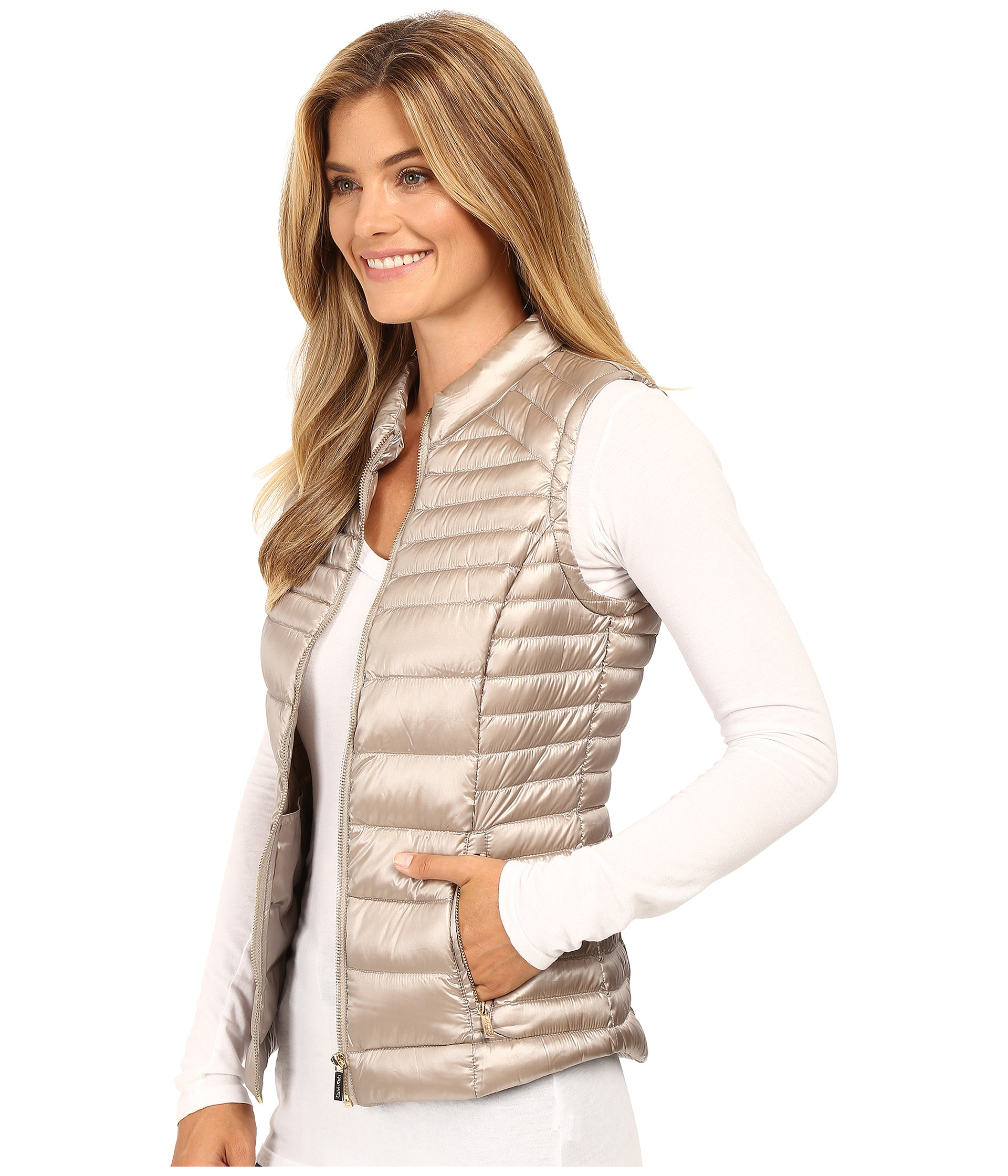 Calvin Klein Synthetic Metallic Puffer Vest - Lyst