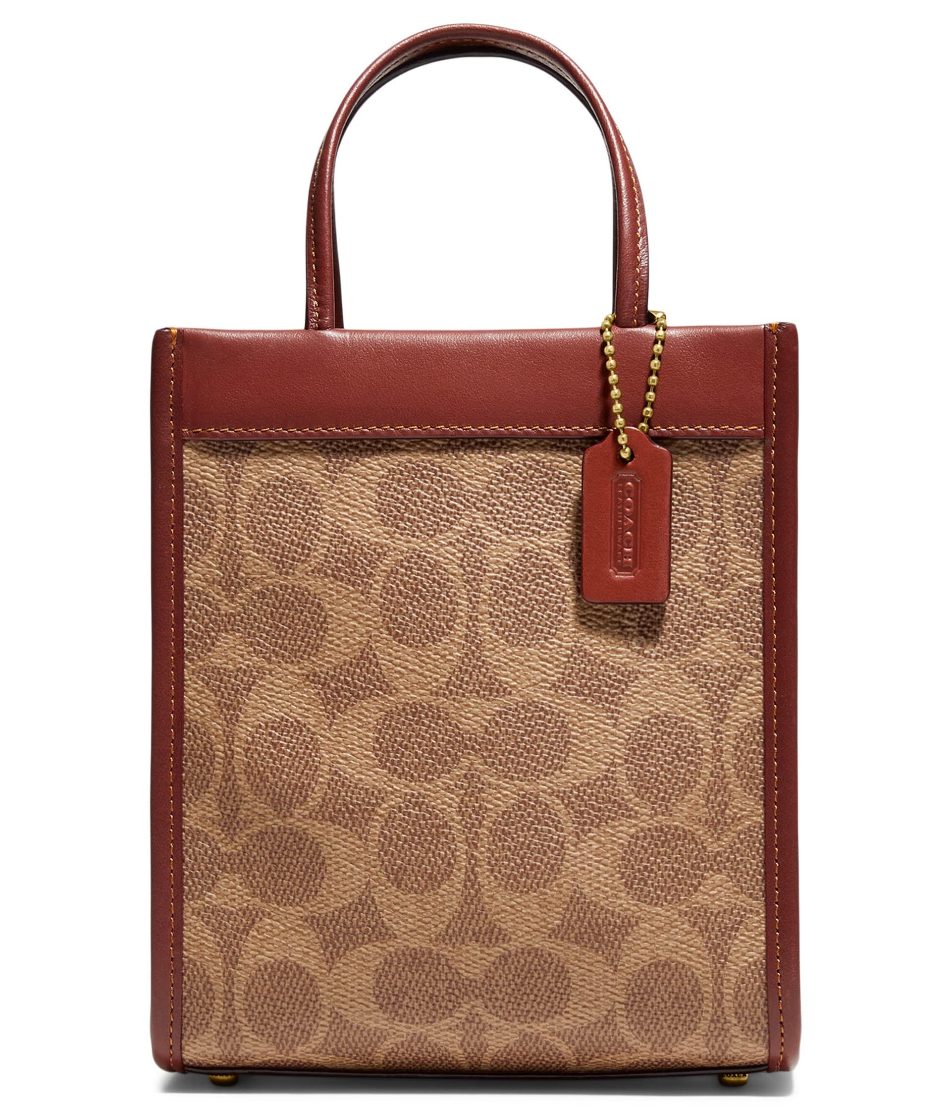 COACH Coated Canvas Signature Mini Cashin Tote in Brown | Lyst COACH Coated Canvas Signature Mini Cashin Tote in Brown | Lyst