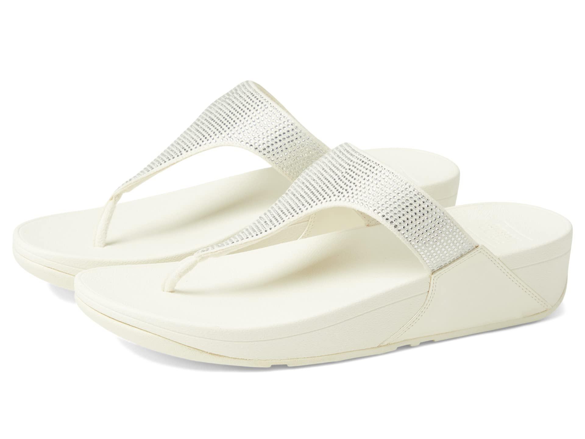 Fitflop Lulu Crystal Embellished Toe-post Sandals in White | Lyst