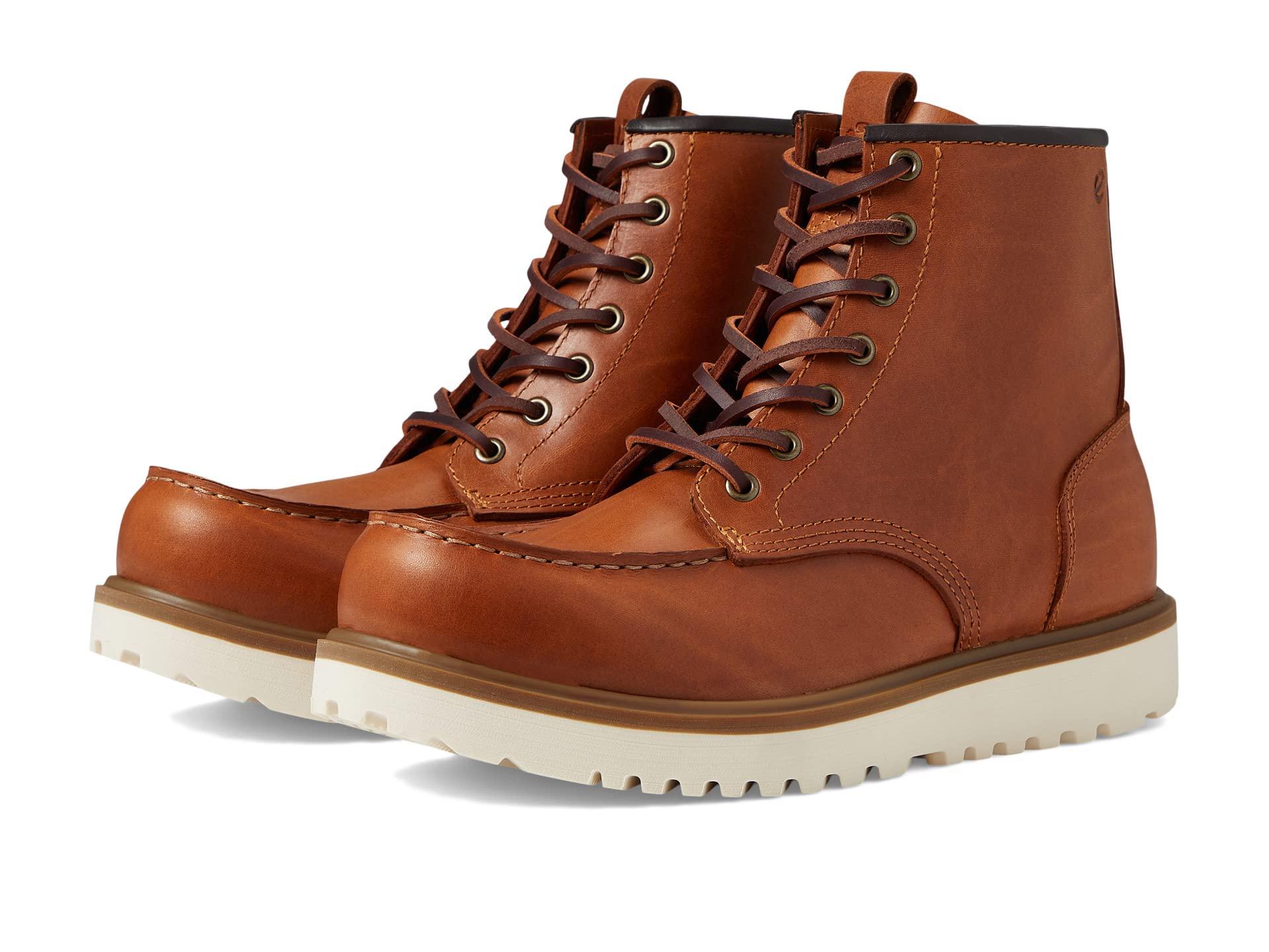 Ecco Staker Moc Toe Tie Premium Lace Boot in Brown for Men | Lyst