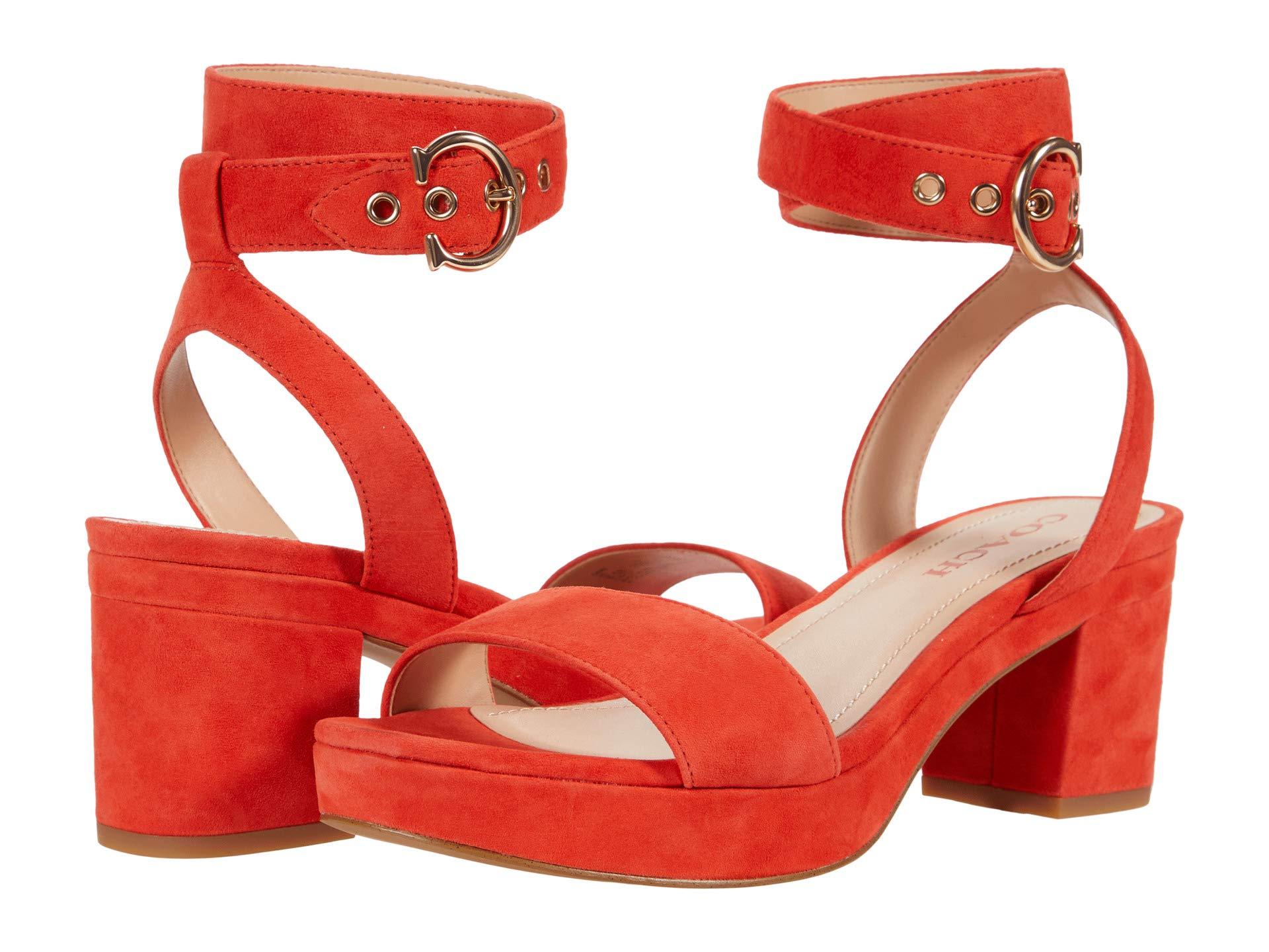COACH Suede Serena Sandal in Red - Lyst