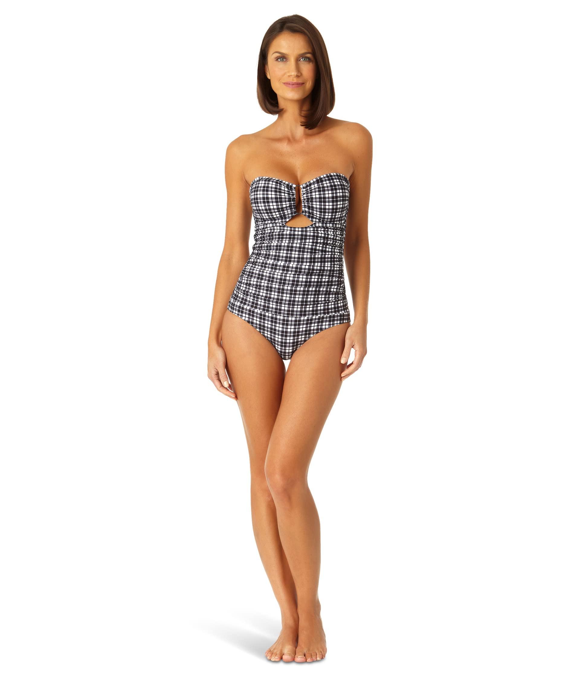 Anne Cole Bandeau Shirred Keyhole One Piece In Blue Lyst
