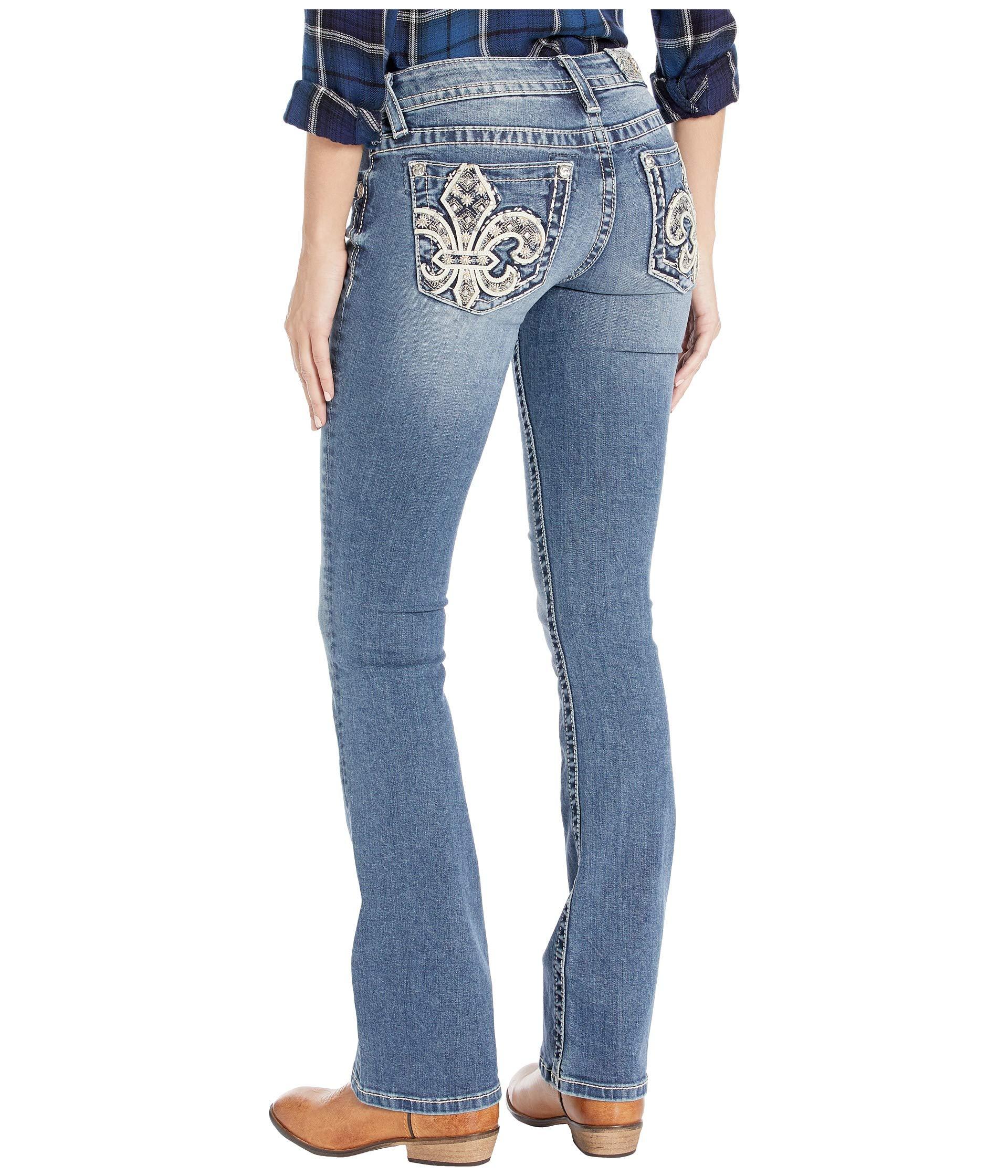 Miss Me Denim Fleur De Lis Mid Rise Bootcut Jeans In Dark Blue Lyst