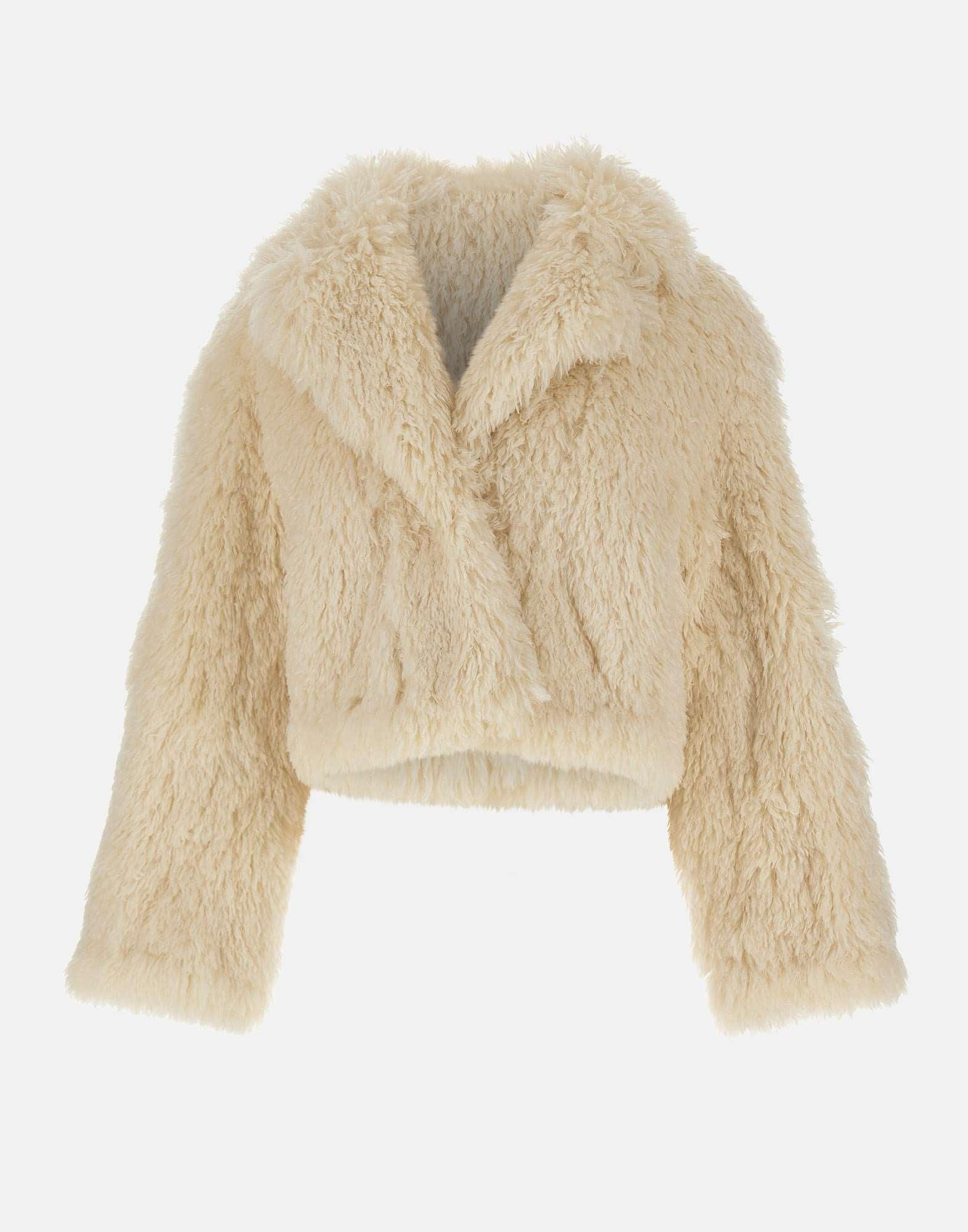 Stand Studio Cropped Fur Coat With Pockets in Natural | Lyst