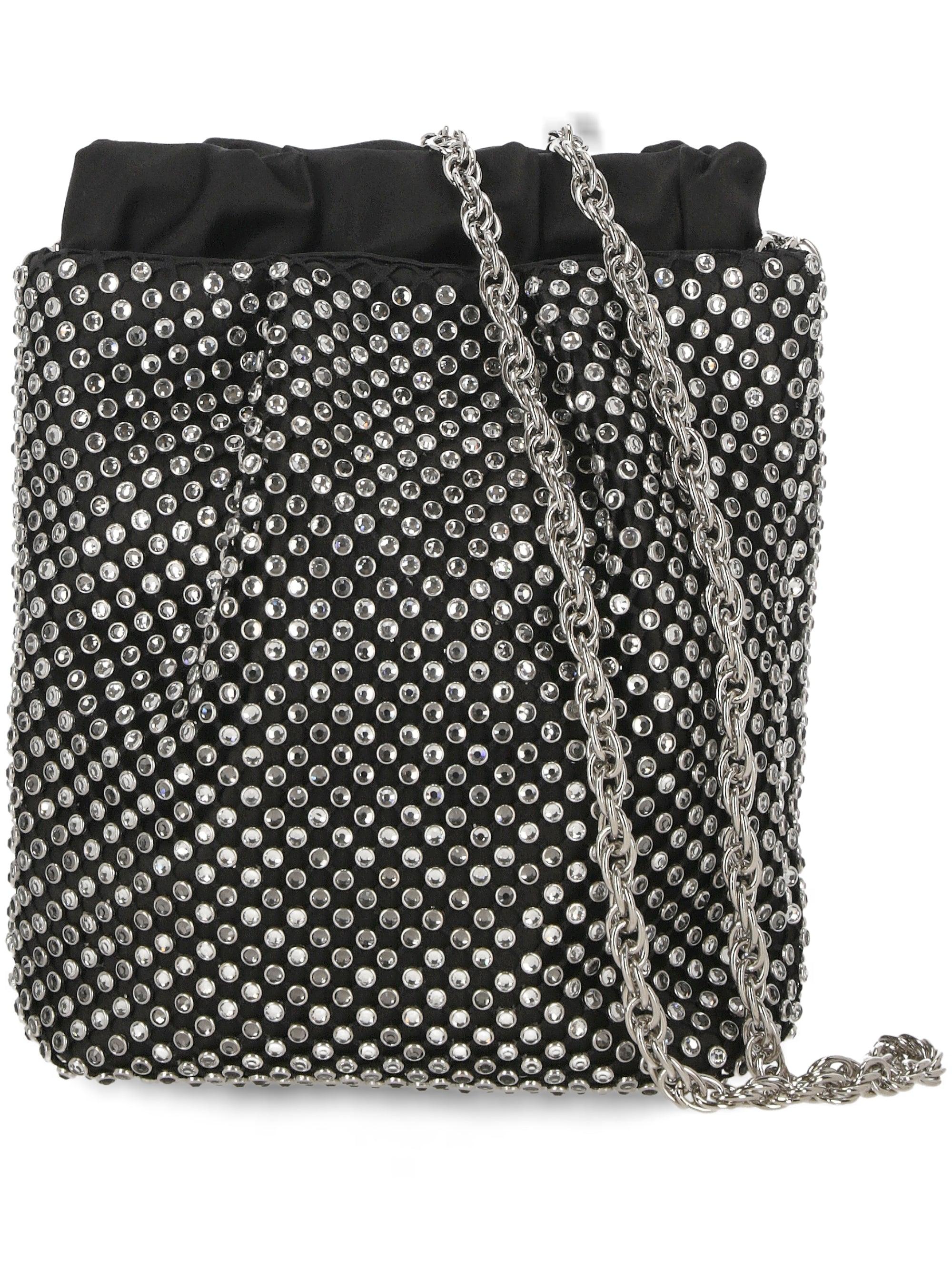 Rodo Satin Crystal Embellished Bag in Black | Lyst