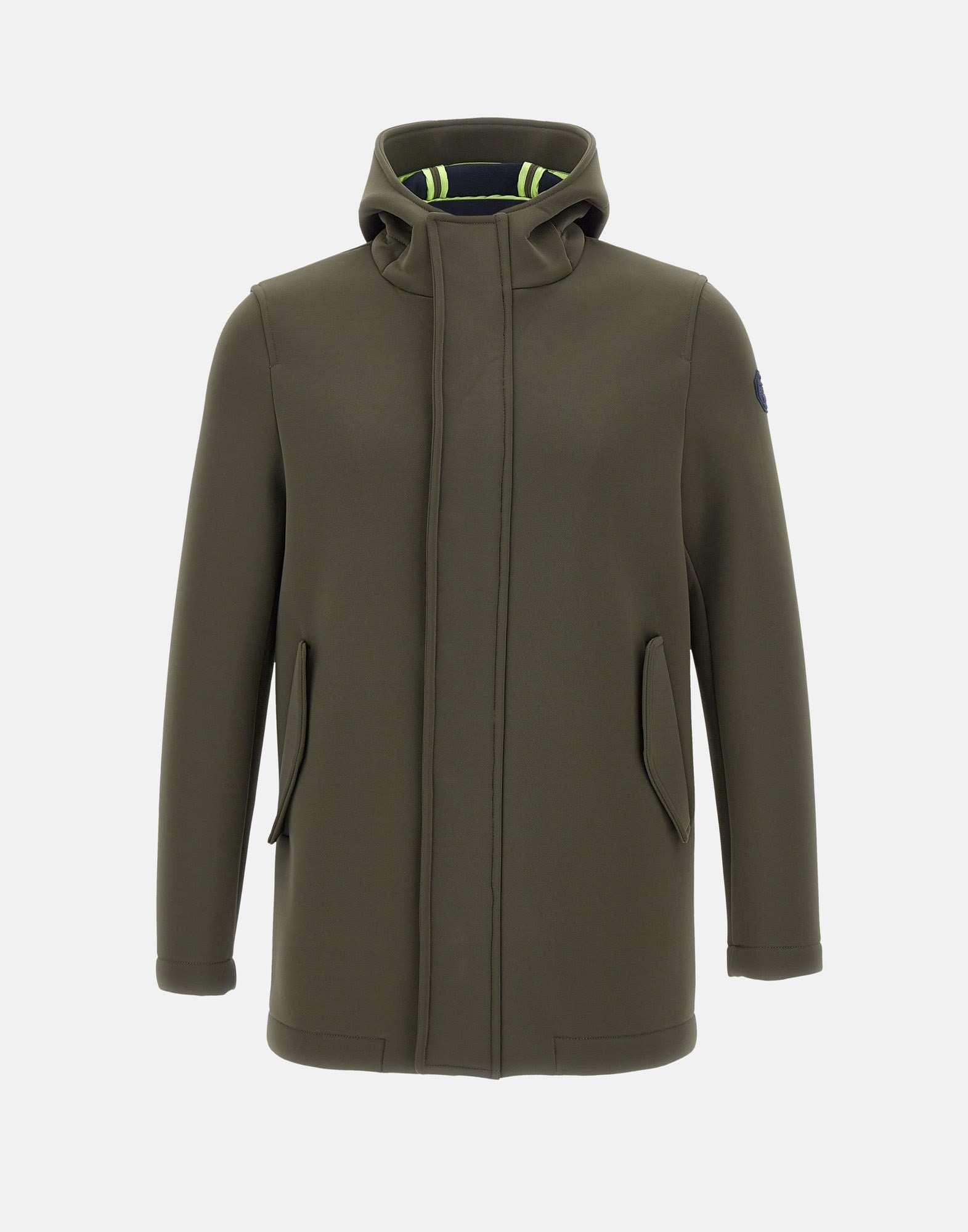 Bob Military Neoprene Hooded Coat in Green for Men | Lyst