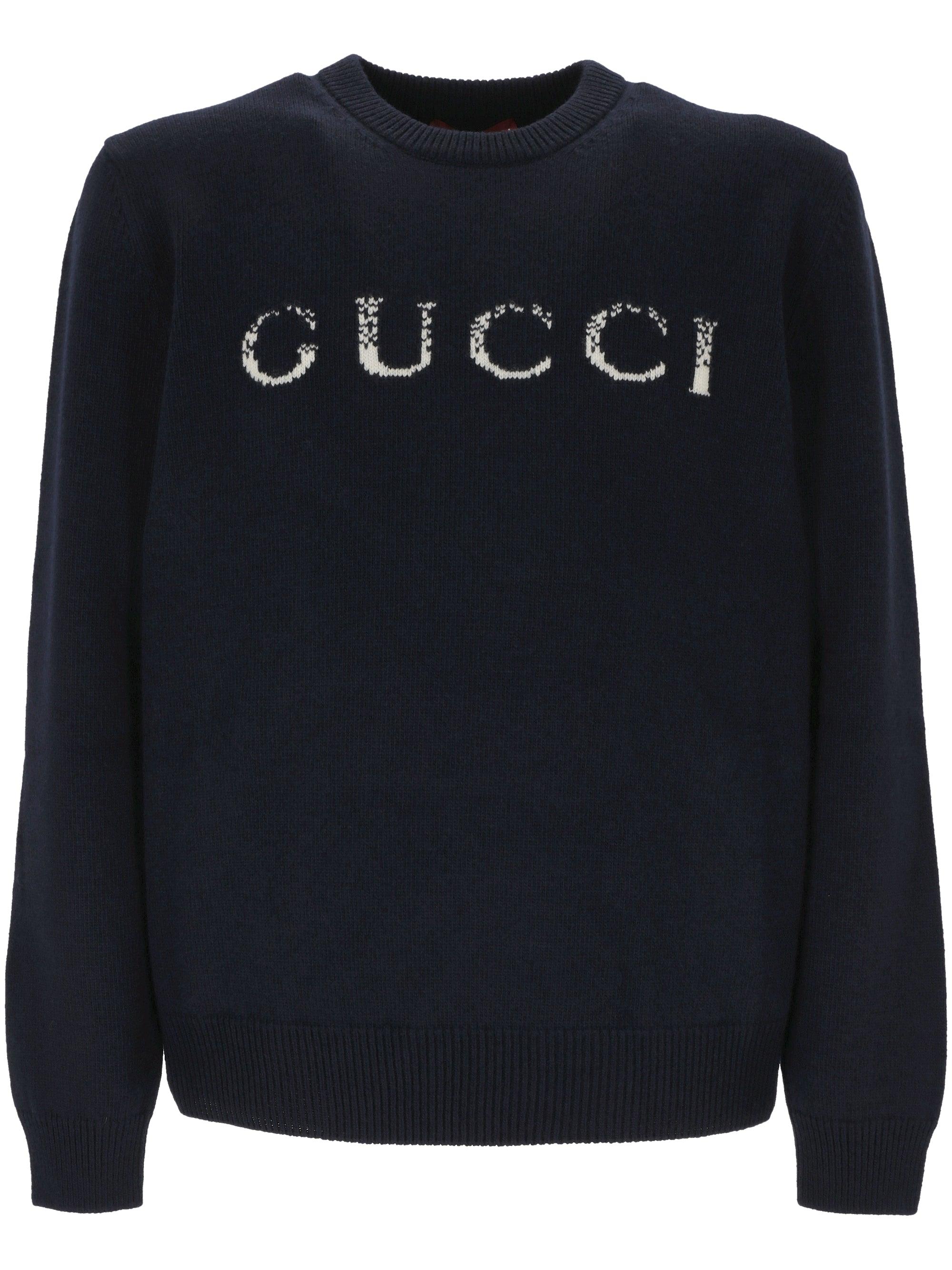 Gucci Wool Logo Sweater in Black for Men | Lyst